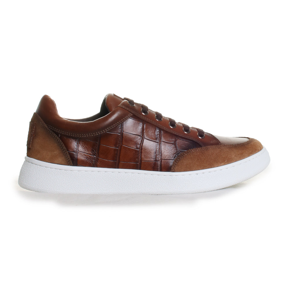 Carson Pecan Alligator Grain Sneakers – Lee Newman.com